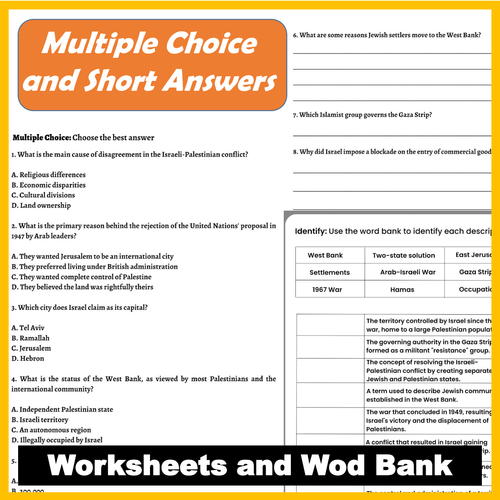 The Israeli-Palestinian conflict Reading Comprehension with Worksheets ...