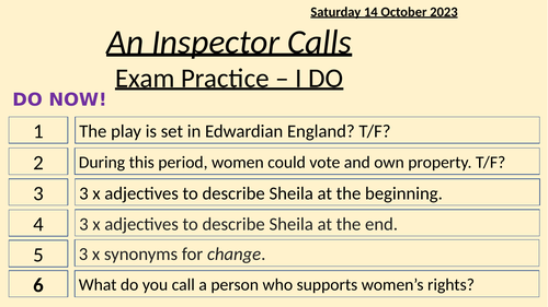 An Inspector Calls 1 procedural knowledge I DO Sheila ESSAY | Teaching ...