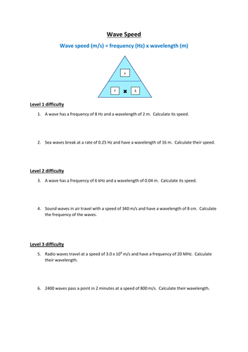 GCSE Physics Wave Speed (v=fλ) Questions and Answers | Teaching Resources