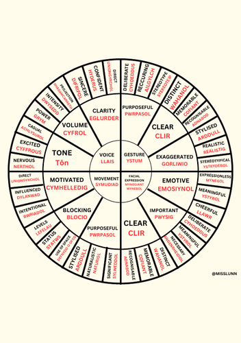 Verbal Feedback Key Word Prompt Wheel - Drama | Teaching Resources