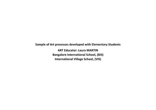 ES ART Portfolio of process and outcomes | Teaching Resources