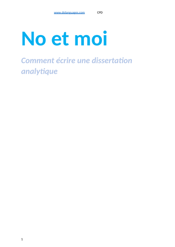 No et moi-Paper 2 webinar on analytical writing | Teaching Resources