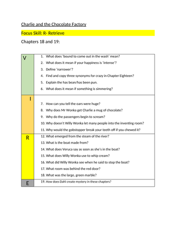 Roald Dahl-Charlie and the Chocolate Factory- Big Reads, Comprehension ...