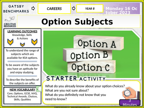 Year 8 Careers Unit - Careers + Options | Teaching Resources