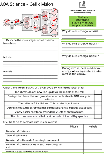 AQA - Cell Biology - Cell Division | Teaching Resources