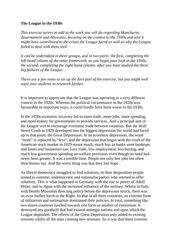 (I)GCSE - The League of Nations | Teaching Resources