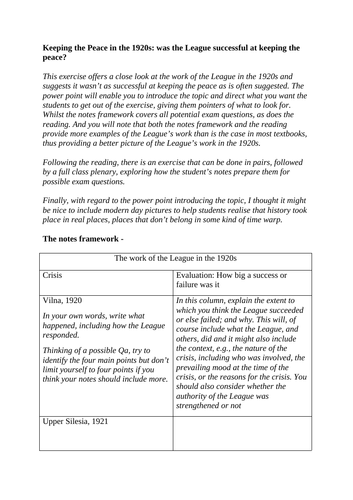 (I)GCSE - The League of Nations | Teaching Resources