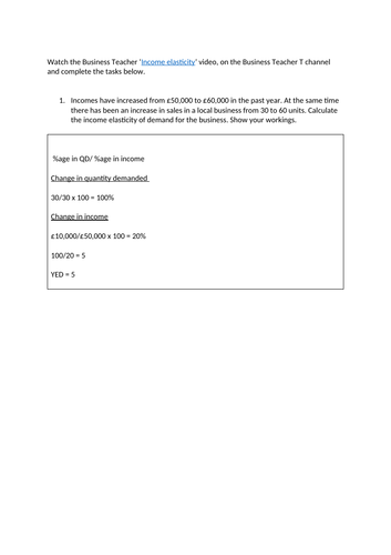 Income Elasticity of Demand - YED | Teaching Resources