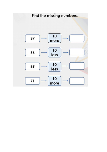 Year 2 10 more and 10 less | Teaching Resources