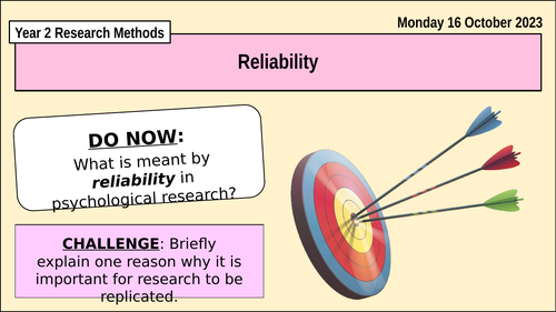 A-Level Psychology - RELIABILITY [Year 2 Research Methods] | Teaching ...