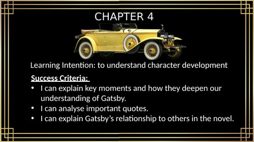 The Great Gatsby - Unit of Work Chapter 1-5 | Teaching Resources