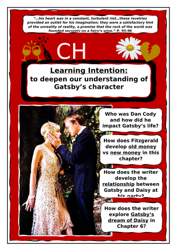 The Great Gatsby - Unit of Work Chapters 6-9 | Teaching Resources
