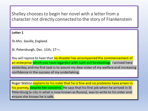 Frankenstein Walton's Letters | Teaching Resources