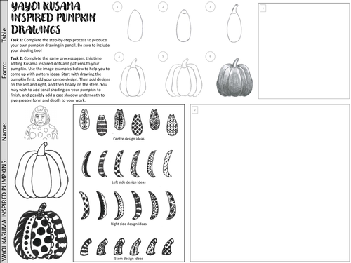 HALLOWEEN YAYOI KUSAMA INSPIRED PUMPKIN DRAWINGS | Teaching Resources