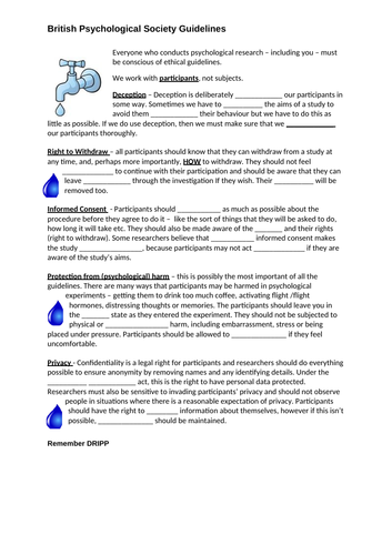 Ethics in psyhological research | Teaching Resources