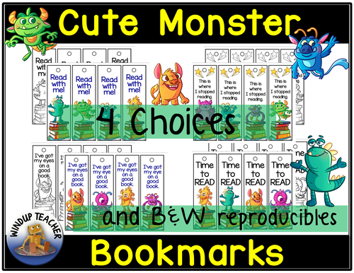 Monster Bookmarks Cute Monsters Read a Book | Teaching Resources