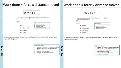 Energy and work (including calculations) | Teaching Resources