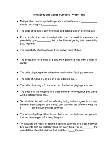 AQA A Level Biology 17.3 Probability and Genetic Crosses | Teaching ...