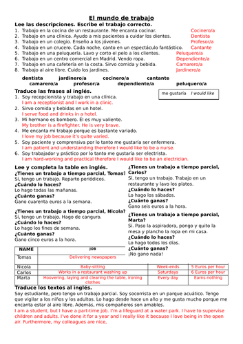 El mundo de trabajo booklet | Teaching Resources