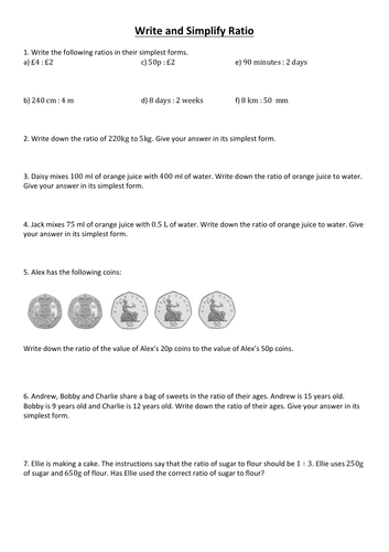 Simplify Ratio | Teaching Resources