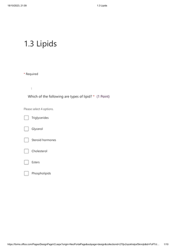 Forms quiz bundle: Biological molecules, AQA A level biology | Teaching ...