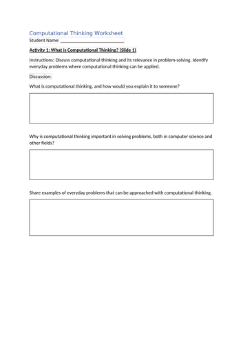 1. Key Stage 3 Computational Thinking (years 7-8) Lesson 1 | Teaching ...