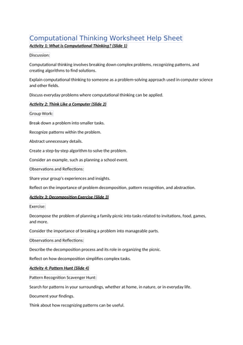 1. Key Stage 3 Computational Thinking (years 7-8) Lesson 1 | Teaching ...