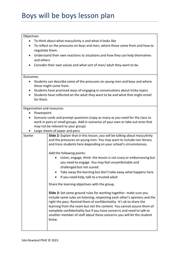 Boys will be boys? lesson plan exploring masculinity for KS3/4 ...