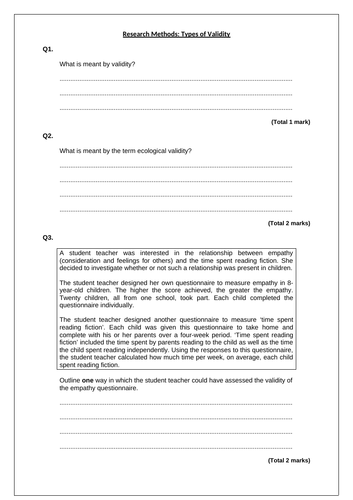 A-Level Psychology - TYPES OF VALIDITY [Year 2 Research Methods ...