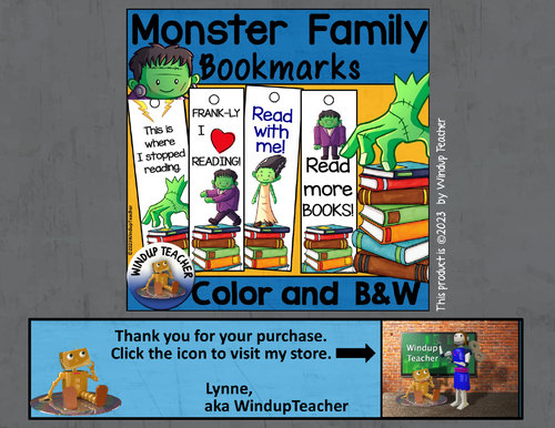 Monster Family Bookmarks Read a Book | Teaching Resources