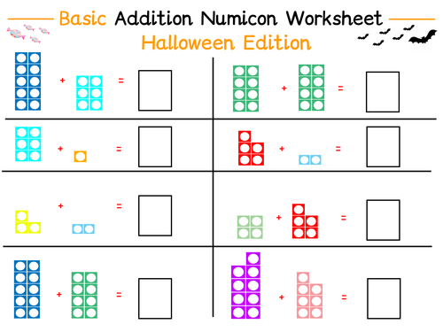 Halloween Themed Numicon Addition Worksheet | Teaching Resources