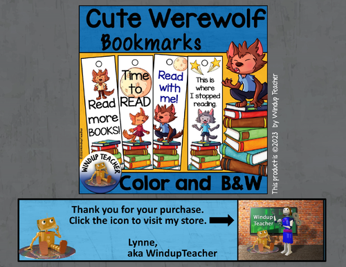 Werewolf Bookmarks Read a Book Cute Werewolves | Teaching Resources