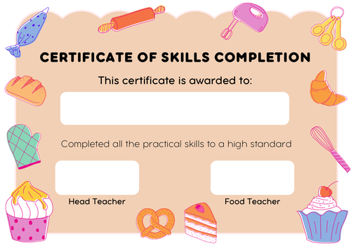Cooking Skills Certificate | Teaching Resources