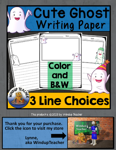 Halloween Writing Paper Ghosts in Color and B&W Differentiated Paper ...