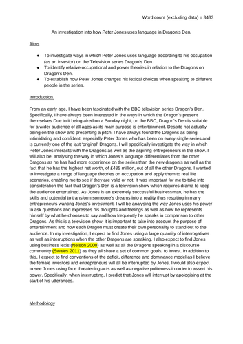 AQA English Language A Level NEA Investigation Scheme of Work ...