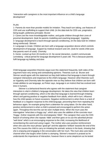 AQA English Language A Level Child Language Acquisition - Speech: The ...