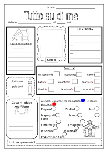 ITALIAN - ALL ABOUT ME - TUTTO SU DI ME | Teaching Resources