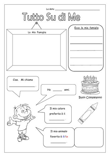 ITALIAN - ALL ABOUT ME - TUTTO SU DI ME | Teaching Resources