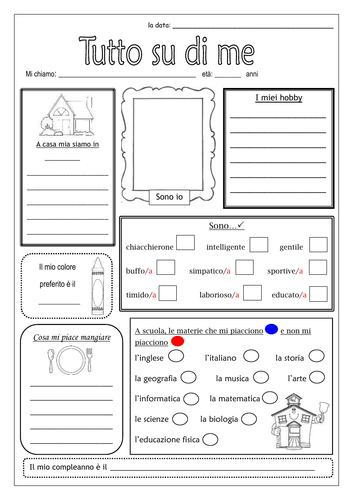 ITALIAN - ALL ABOUT ME - TUTTO SU DI ME | Teaching Resources