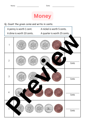 Money Worksheets Counting Coins Activities - Money Word Problems for ...