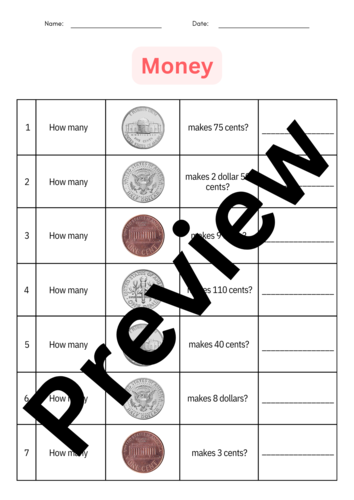 Money Worksheets Counting Coins Activities - Money Word Problems for ...