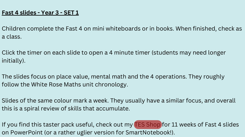 FREE - Year 3 - Fast 4 Maths Lesson Starter Taster Pack | Teaching ...