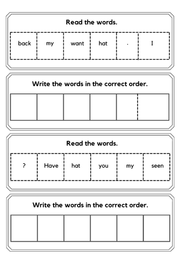 I Want My Hat Back_Worksheet_Write the words in order | Teaching Resources