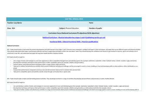 KS3 & KS4 Athletics Medium Term Plans | Teaching Resources