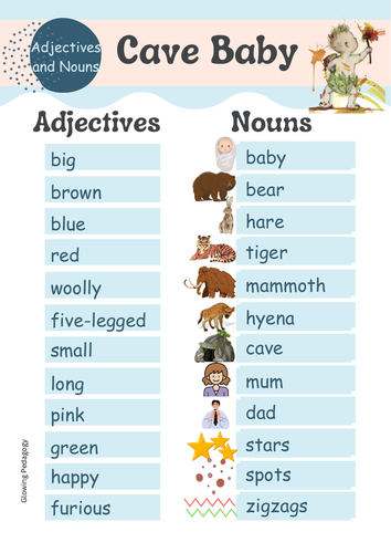 Cave Baby_Vocabulary_Adjectives and Nouns | Teaching Resources