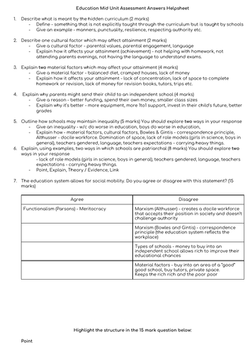 eduqas / wjec GCSE Sociology of education unit of work | Teaching Resources