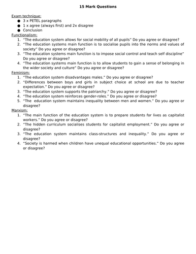 eduqas / wjec GCSE Sociology of education unit of work | Teaching Resources