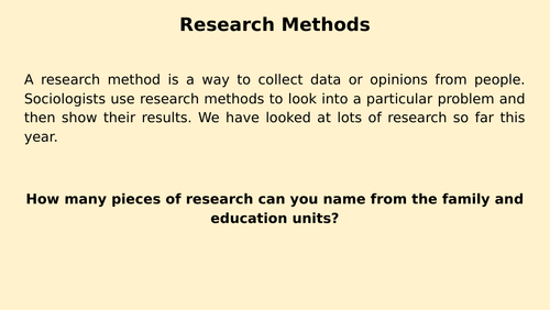 eduqas / wjec GCSE Sociology research methods unit of work | Teaching ...