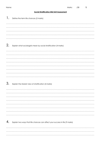 eduqas / wjec GCSE Sociology social stratification unit of work ...