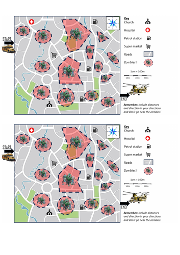 Geography Zombie Apocalypse Escape! KS3 or KS4 Mapping lesson ...